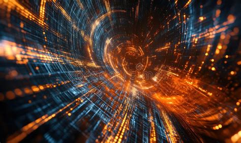 Dynamic Binary Code Visualization With Bright Orange And Blue Streams