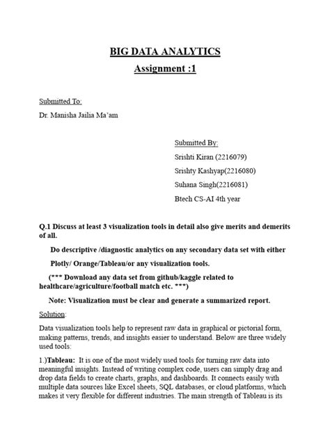 Big Data Analytics Assignment 1 Pdf Statistics Statistical Inference