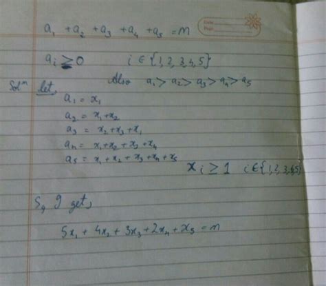 Combinatorics No Of Integral Solutions In Linear Equation