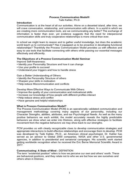 Process Communication Model Pdf Communication Perception