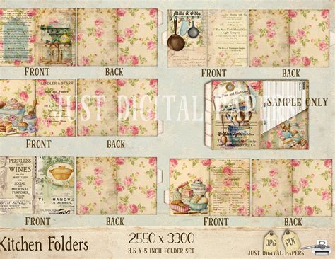 Tabbed Journal Kitchen Tabbed Folder Printable Instant Etsy