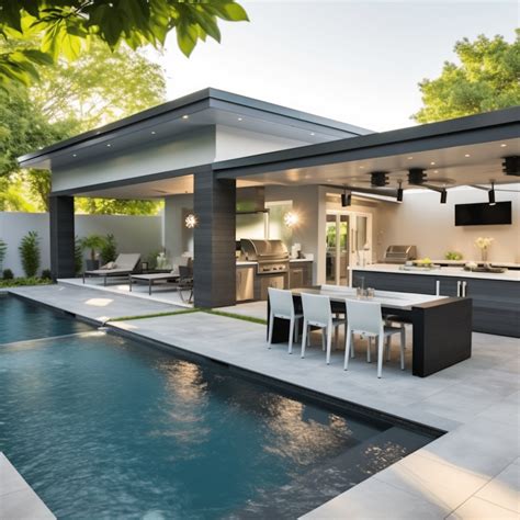 30 Stunning Backyard Pool And Kitchen Ideas To Copy Pool House