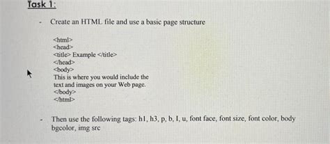 Solved Task 1 Create An HTML File And Use A Basic Page Chegg Com