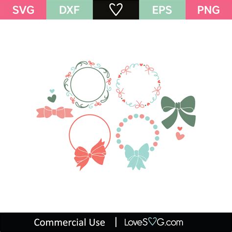 Bow Monogram Frames Svg Cut File