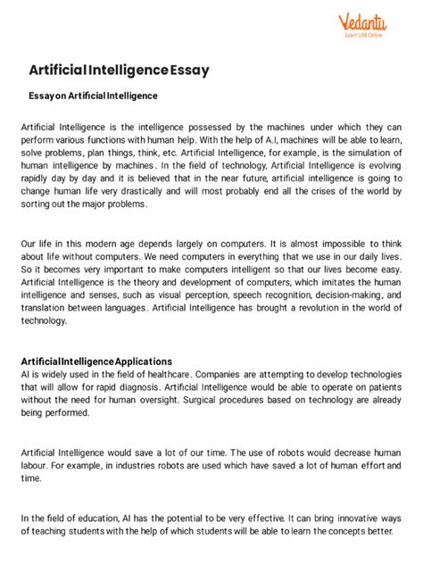 Artificial Intelligence Essay Pdf