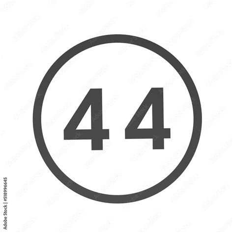 Gray Number 44 In A Circle On A White Background Numbers And Numbers Numbering Rendering An