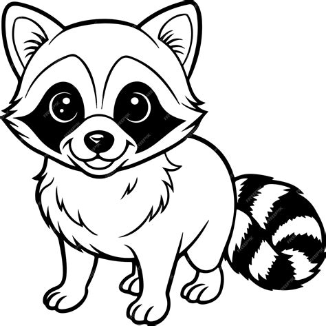 Premium Vector Cute Cartoon Raccoon Coloring Page Art Illustration
