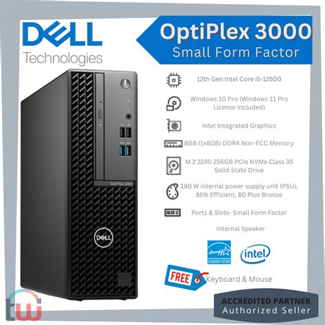 Dell Small Form Factor Optiplex 3000 Sff Cpu Intel Core I5 12500 8gb 256gb Dvd Rw Windows Plus