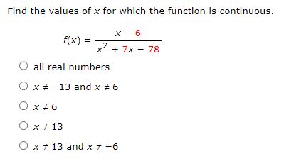 Solved Find The Values Of X For Which The Function Is Chegg Com