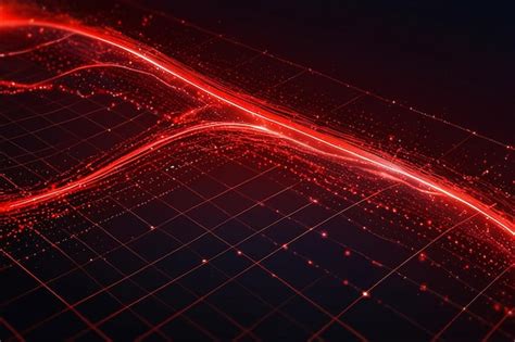 Dynamic Red Particle Wave Flow Digital Structure Mesh Landscape Or Grid Data Technology