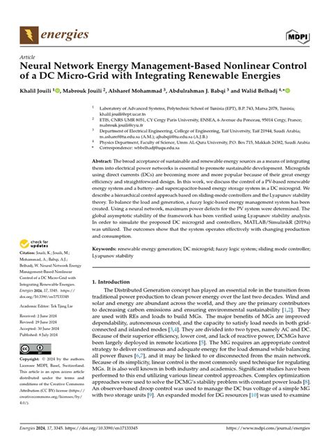 Neural Network Energy Management Based Nonlinear C Pdf Control Theory Electrical Network