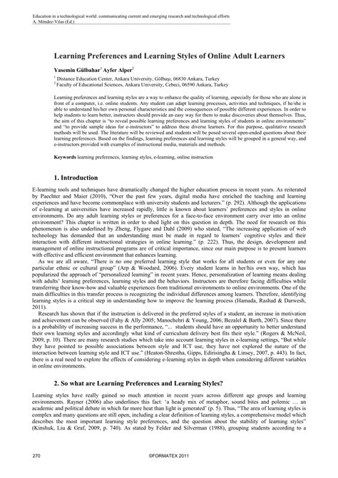 Pdf Learning Preferences And Learning Styles Of Online Adult Learners