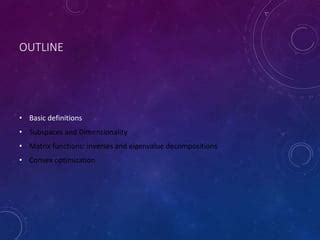 Linear Algebra With Optimization Pptx Physics Science