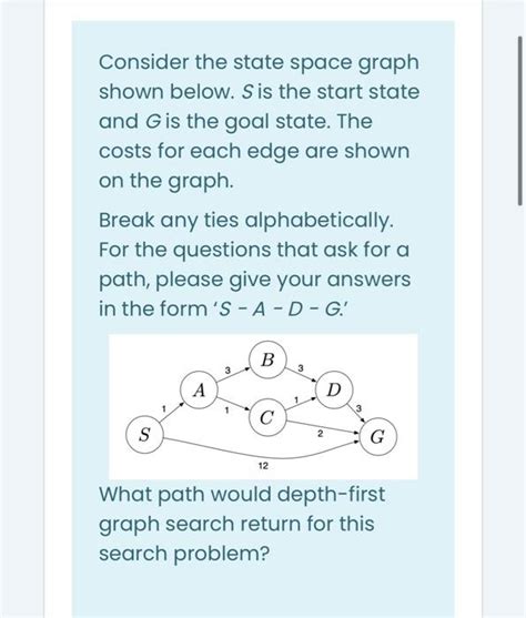 Solved Consider The State Space Graph Shown Below S Is The Chegg
