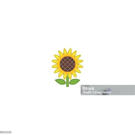 Ikon Vektor Realistis Terisolasi Bunga Matahari Emoji Ilustrasi Bunga