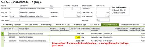 part cost structure multilevel from wrong structure type ifs community