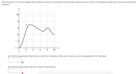 solved use the graph of f to find the largest open interval