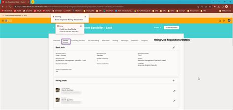 Hiring Job Requisition Details Errorresponse During Rest Action — Cloud Customer Connect