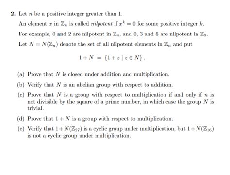 Solved 2 Let N Be A Positive Integer Greater Than 1 An