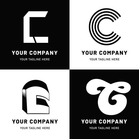 Black And White Letter C Logo Set 2964197 Vector Art At Vecteezy
