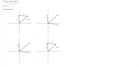 Solved Find The Sum Of The Given Vectors A 1 7 B Chegg Com