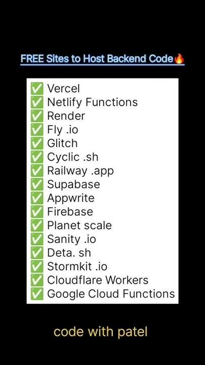 free sites to host backend code 🔥 backend webdevelopment