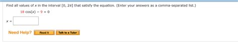 solved find all values of x in the interval [0 2π] that