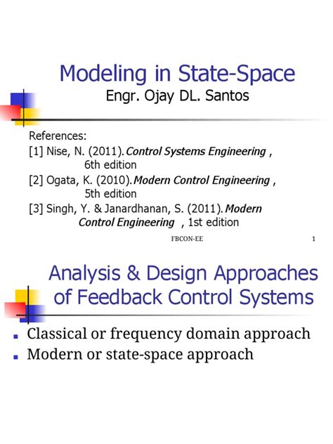 5 Modeling In State Space Pdf Control Engineering Control Theory