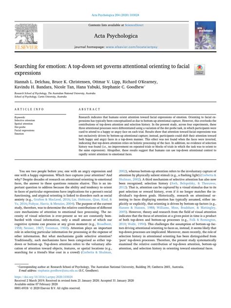 Searching For Emotion A Top Down Set Governs Attentional Orienting To