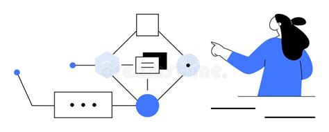 Female Character Explaining Flowchart With Geometric Diagram Stock Vector Illustration Of Flat