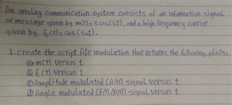 An Analog Communication System Consists Of An