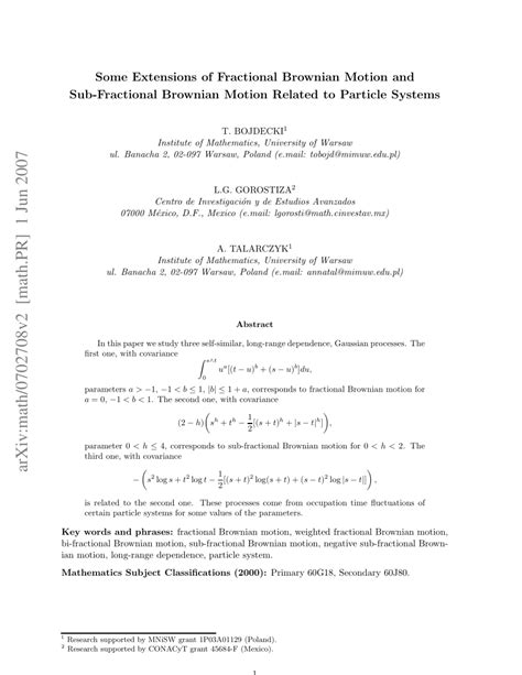 Pdf Some Extensions Of Fractional Brownian Motion And Sub Fractional Brownian Motion Related