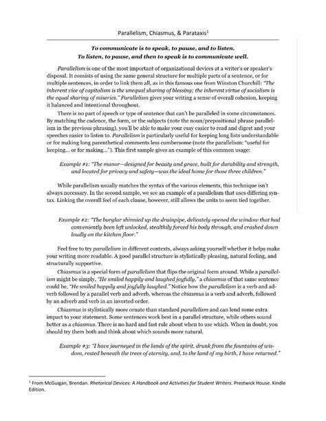 pdf parallelism chiasmus and parataxis handout multiple sentences