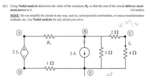 solved q3 ﻿using nodal analysis determine the value of the