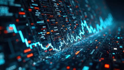Digital Data Visualization With Futuristic Financial Graphs And Circuit