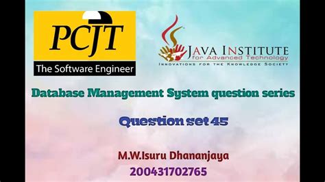 Data Base Task 45 1st Year Semester 01 Java Institute Youtube