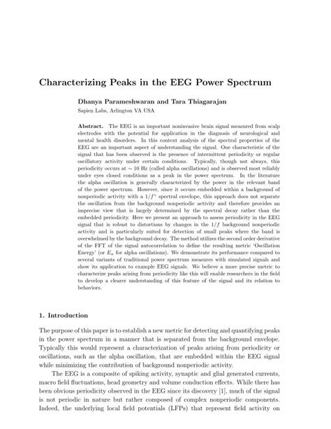 Pdf Characterizing Peaks In The Eeg Power Spectrum Dokumen Tips