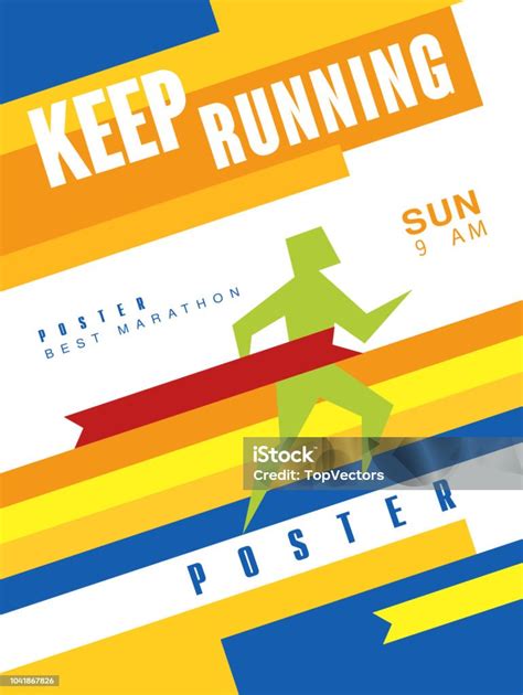 화려한 포스터 최고의 마라톤 스포츠 이벤트 선수권 대회 대회에 대 한 서식 파일을 실행 카드 배너 인쇄 전단지 벡터 일러스트 레이 션에 사용할 수 있습니다