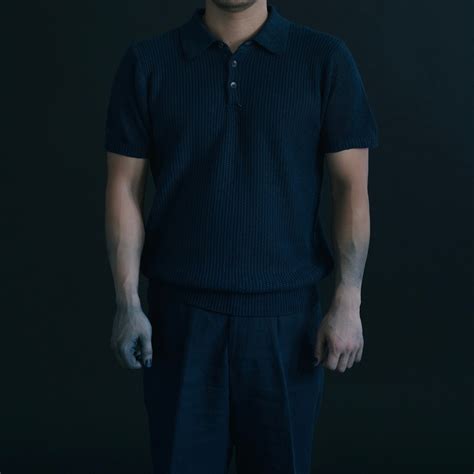 Washi Polo Knit：very Dark Indigo Classic