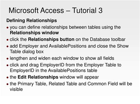 PPT Microsoft Access Tutorial 3 PowerPoint Presentation Free Download ID 5552806