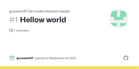 Hellow World Issue Gururam D Model Element Master GitHub