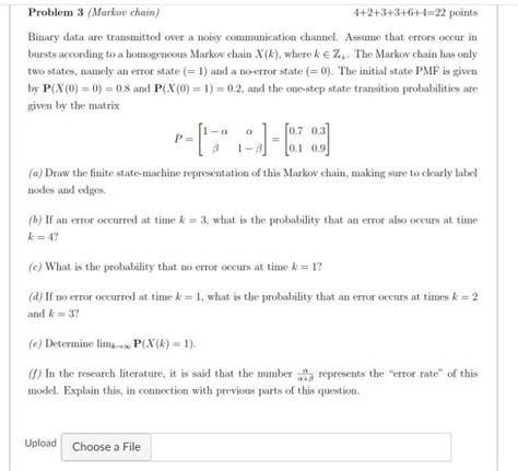 Solved Problem 3 Markov Chain 42336422 Points Binary