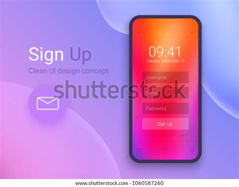 Sign Up Screen Clean Mobile Ui Design Concept Application With Registration Form Window