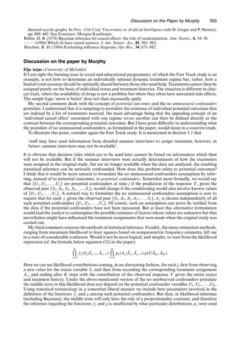 Pdf Optimal Dynamic Treatment Regimes Discussion On The Paper By Murphy