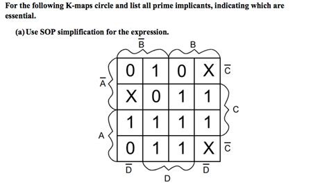 Solved For The Following K Maps Circle And List All Prime