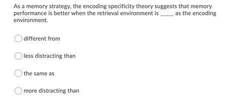 Solved As A Memory Strategy The Encoding Specificity Theory