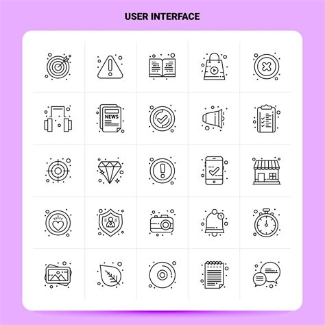 Outline 25 User Interface Icon Set Vector Line Style Design Black Icons Set Linear Pictogram