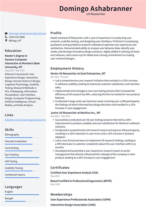 IBM UX Researcher Resume Examples ResumeCat