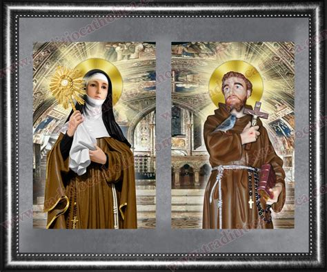 Saint Francis And Saint Clare Of Assisi Double Framed Prints Etsy