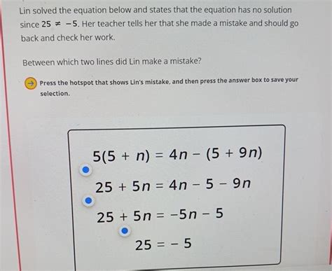 Solved Lin Solved The Equation Below And States That The Chegg Com